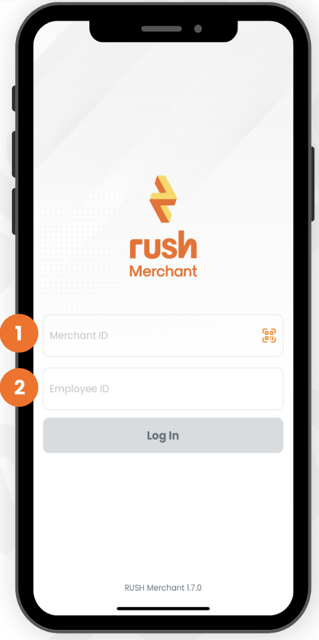 RUSH Merchant Mobile App Log In